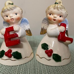 Vintage 1956 Lefton NOEL Angel Bells, 31/2” Tall, Japan, Repaired ...