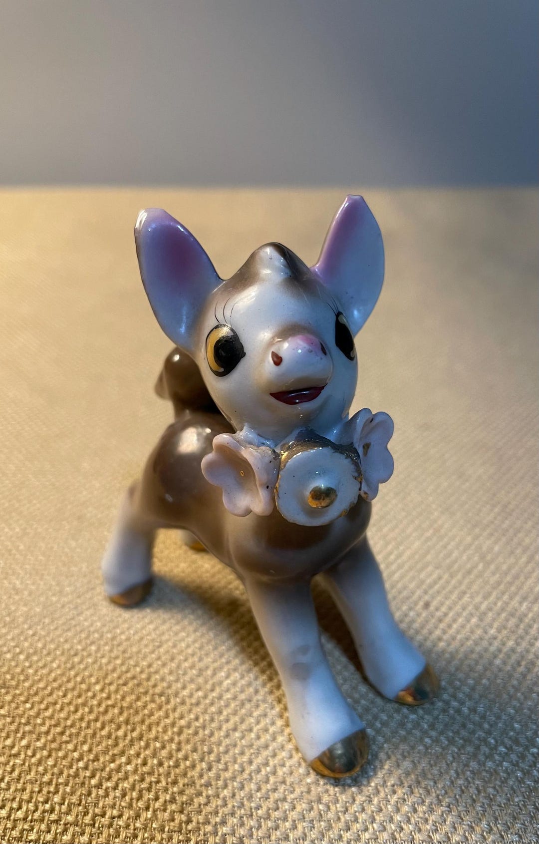 Vintage 3” Tall Porcelain Baby Cow With Big Eyes Figurine, Japan, Read ...