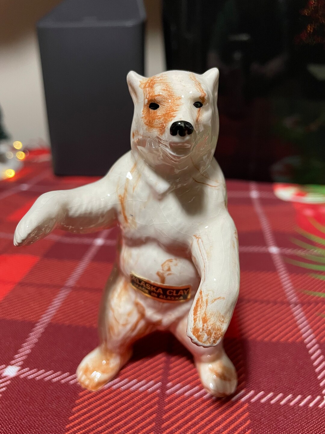 Vintage Alaska Clay Standing Polar Bear, Clay Swirl Pottery Glazed ...