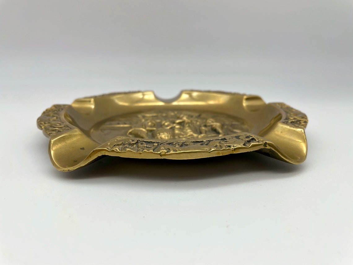 Vintage Heavy Solid Brass Ashtray French Country Design Collectible ...