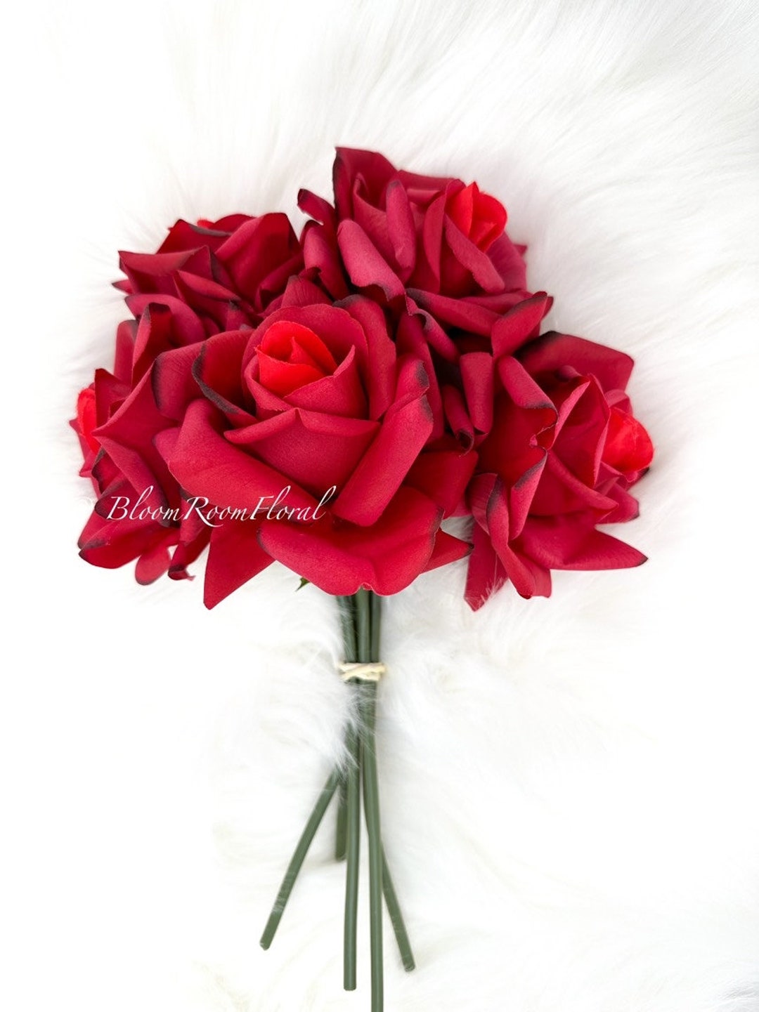 Real Touch Red Roses: Luxury Artificial Flowers, 5 Stems - Etsy