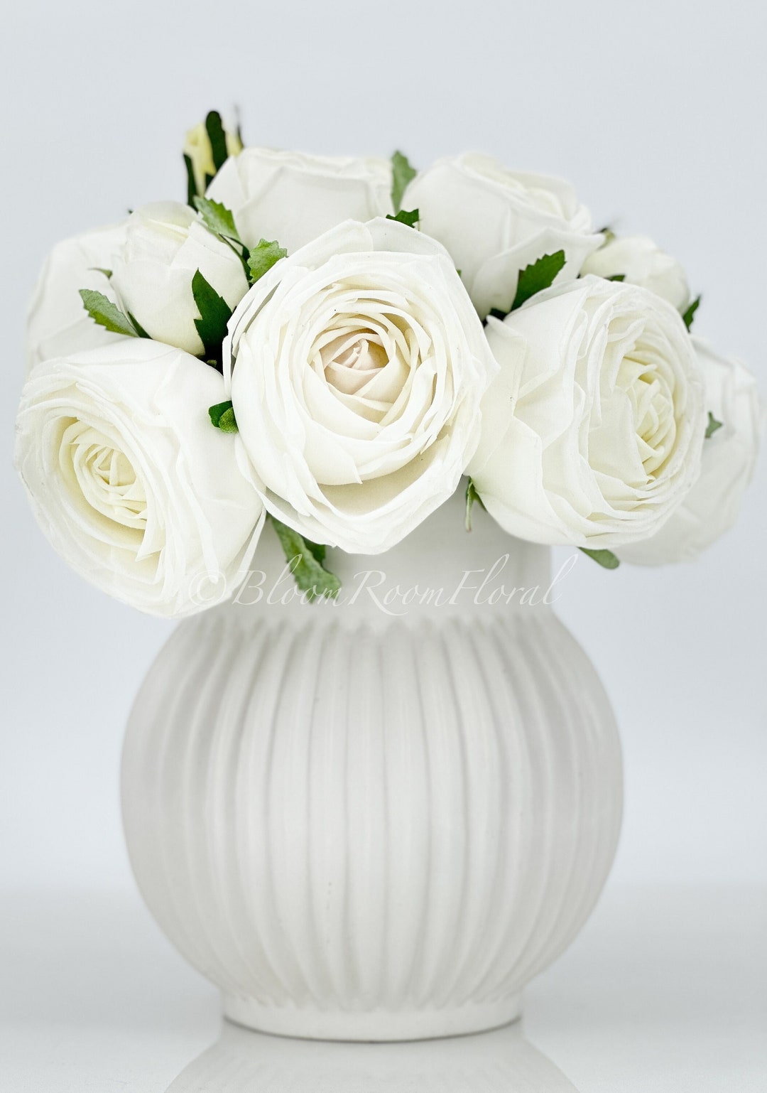 Real Touch White Cabbage Roses: Luxury Artificial Flowers, 6 Stems - Etsy