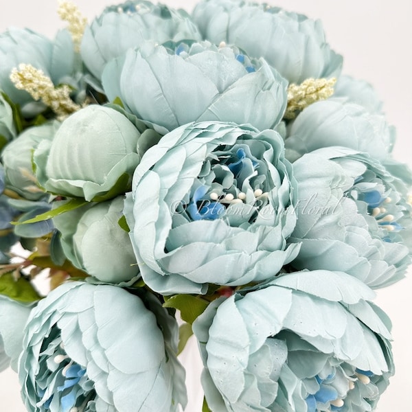 Blue Peonies Bouquet - Etsy