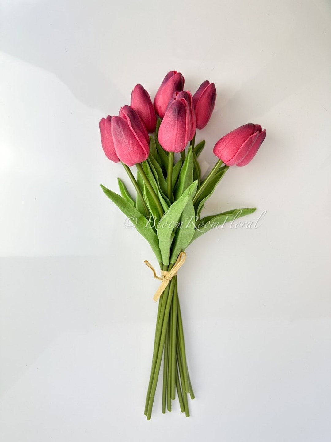 10 Hot Pink Real Touch Tulips Artificial Flower, Realistic Luxury ...