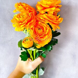 Orange Real Touch Ranunculus High-quality Artificial Flower Stem ...