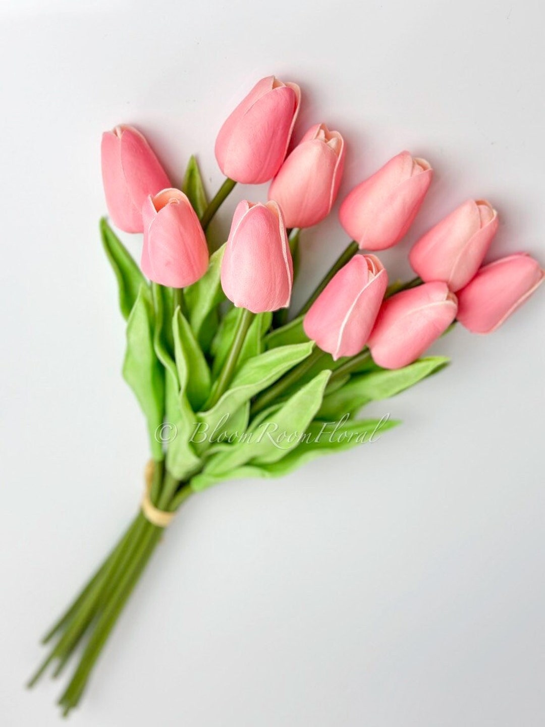 10 Pink Real Touch Tulips Artificial Flower, Realistic Luxury Quality ...