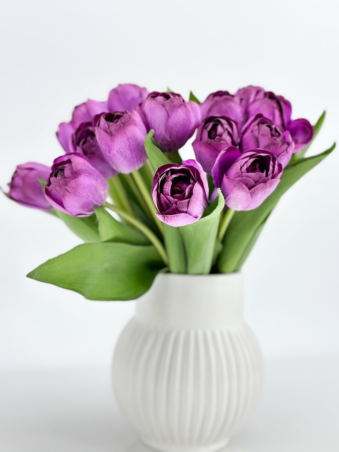 6 Purple Real Touch Tulips Artificial Flower, Realistic Luxury Quality ...
