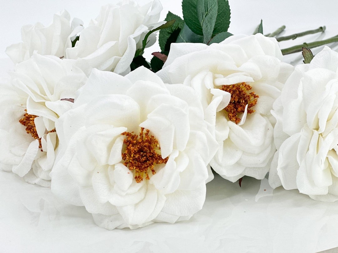 White Real Touch Rose: 25" Latex Artificial Flower - Etsy
