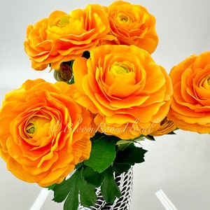 Orange Real Touch Ranunculus High-quality Artificial Flower Stem ...