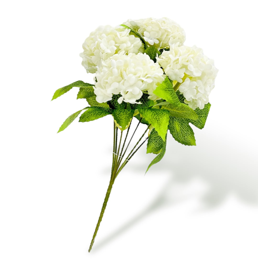 White Silk Hydrangea Bunch: Realistic Faux Floral Arrangement - Etsy