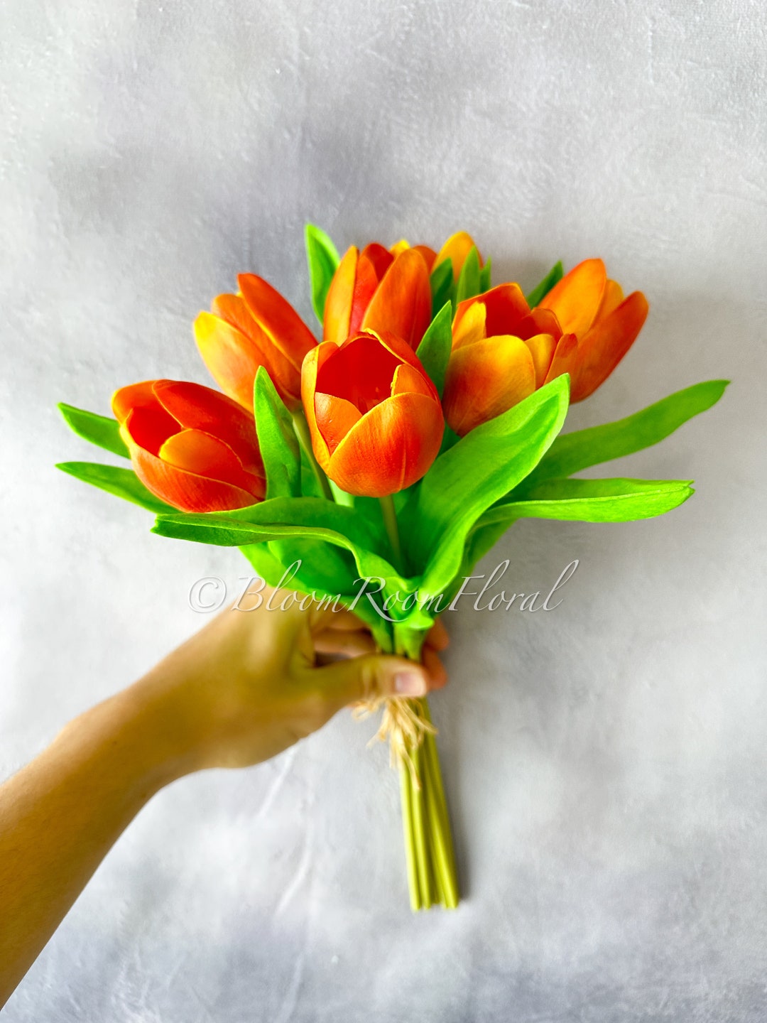 7 Stem Orange Real Touch Tulips: Realistic Artificial Flowers - Etsy