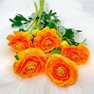 Orange Real Touch Ranunculus High-quality Artificial Flower Stem ...