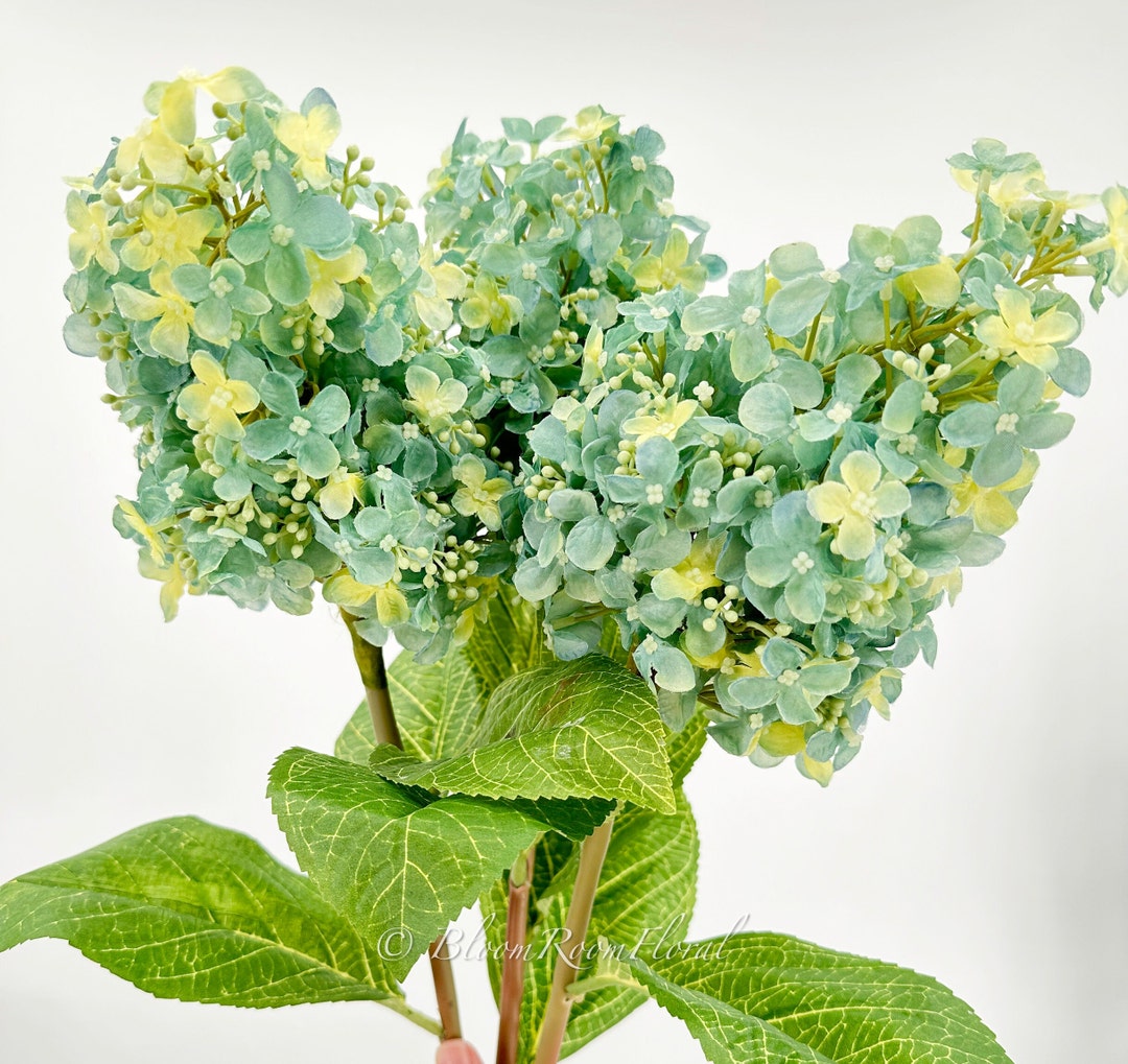 35” Cone Hydrangea Stem Realistic Luxury High Quality Artificial Flower ...