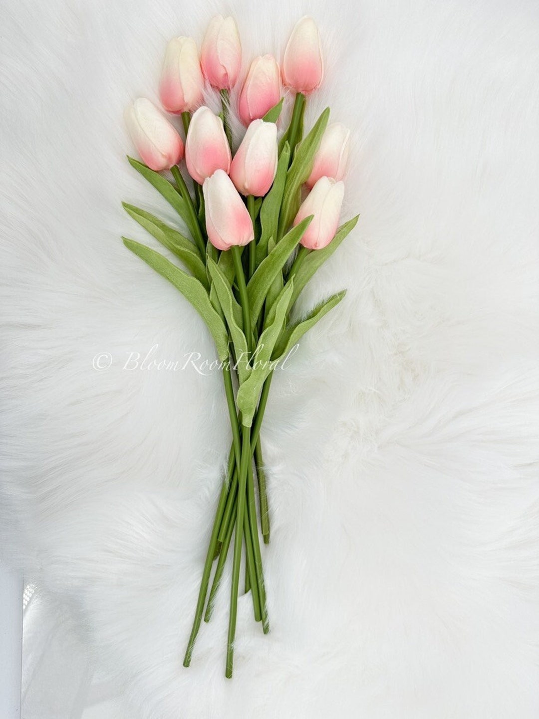 Real Touch Light Pink Tulips – 10 Stems Faux Luxury Flowers for Wedding ...