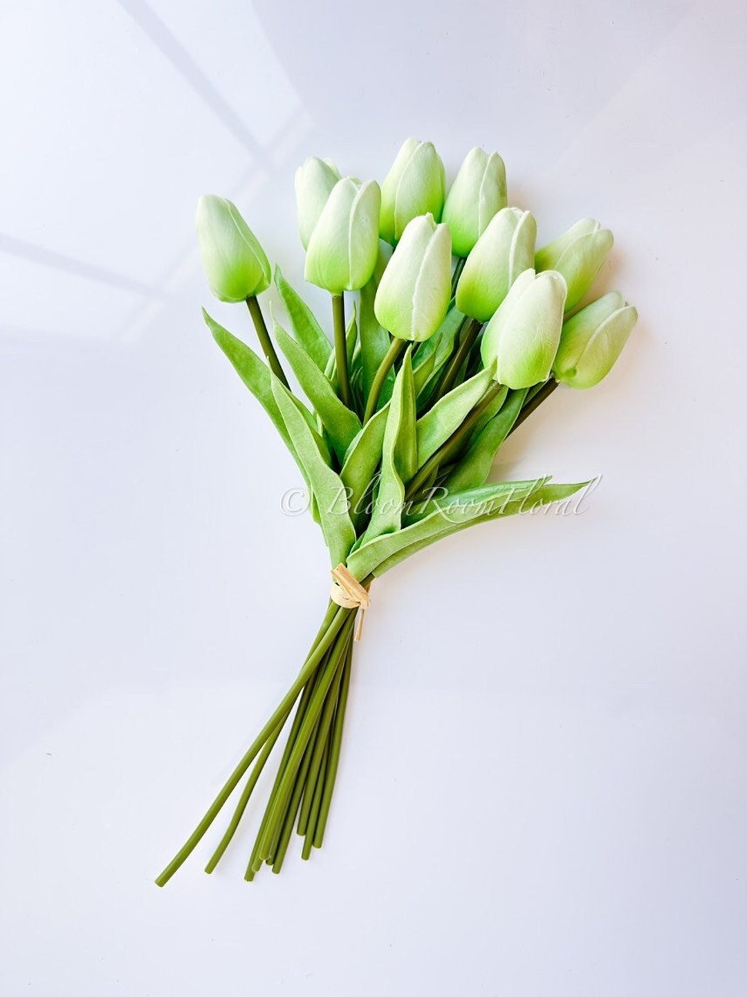 10 Light Green Real Touch Tulips: Realistic Artificial Floral ...