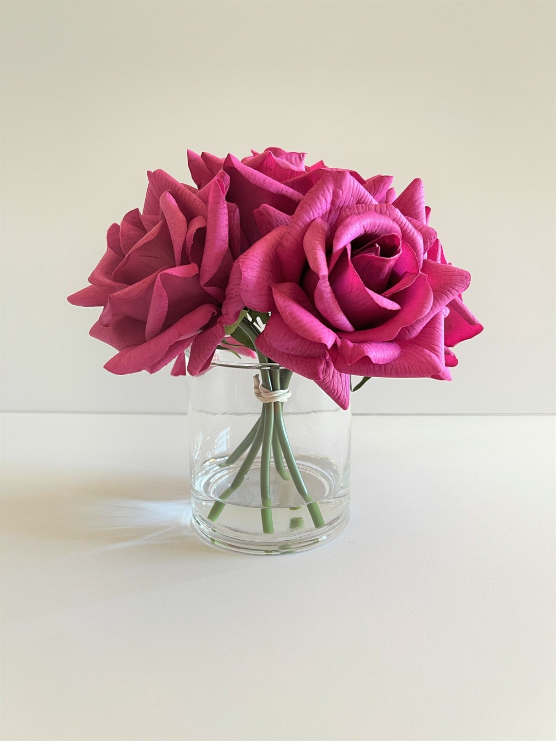 Real Touch Maroon Roses: Luxury Artificial Flowers, 5 Stems - Etsy