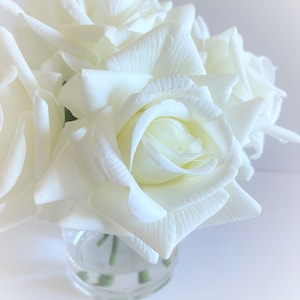Real Touch White Roses: Luxury Artificial Flowers, 5 Stems - Etsy