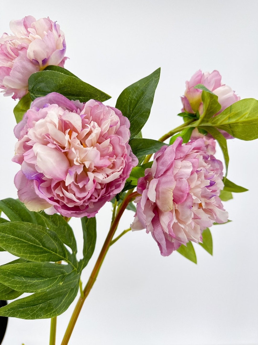 3-head Purple Peony Silk Stem Realistic Luxury Quality Artificial ...