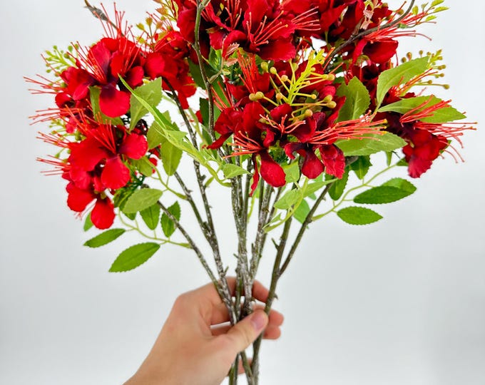26" Red Paradise Flower Spray: Realistic Artificial Floral Stem - Etsy