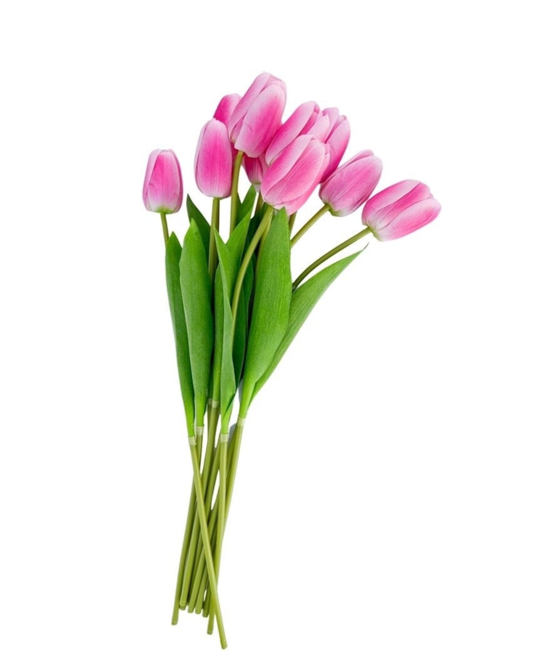 10 Hot Pink Real Touch Tulip Stems, Faux Floral Decor, 16 Inch - Etsy