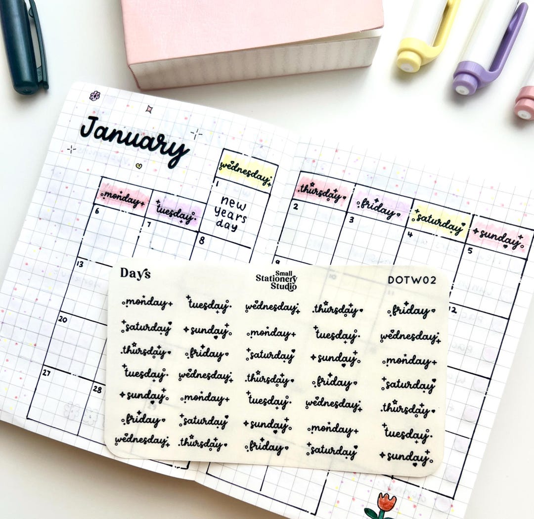 Clear Days of the Week in Cursive Script Mini | Decorative & Functional ...