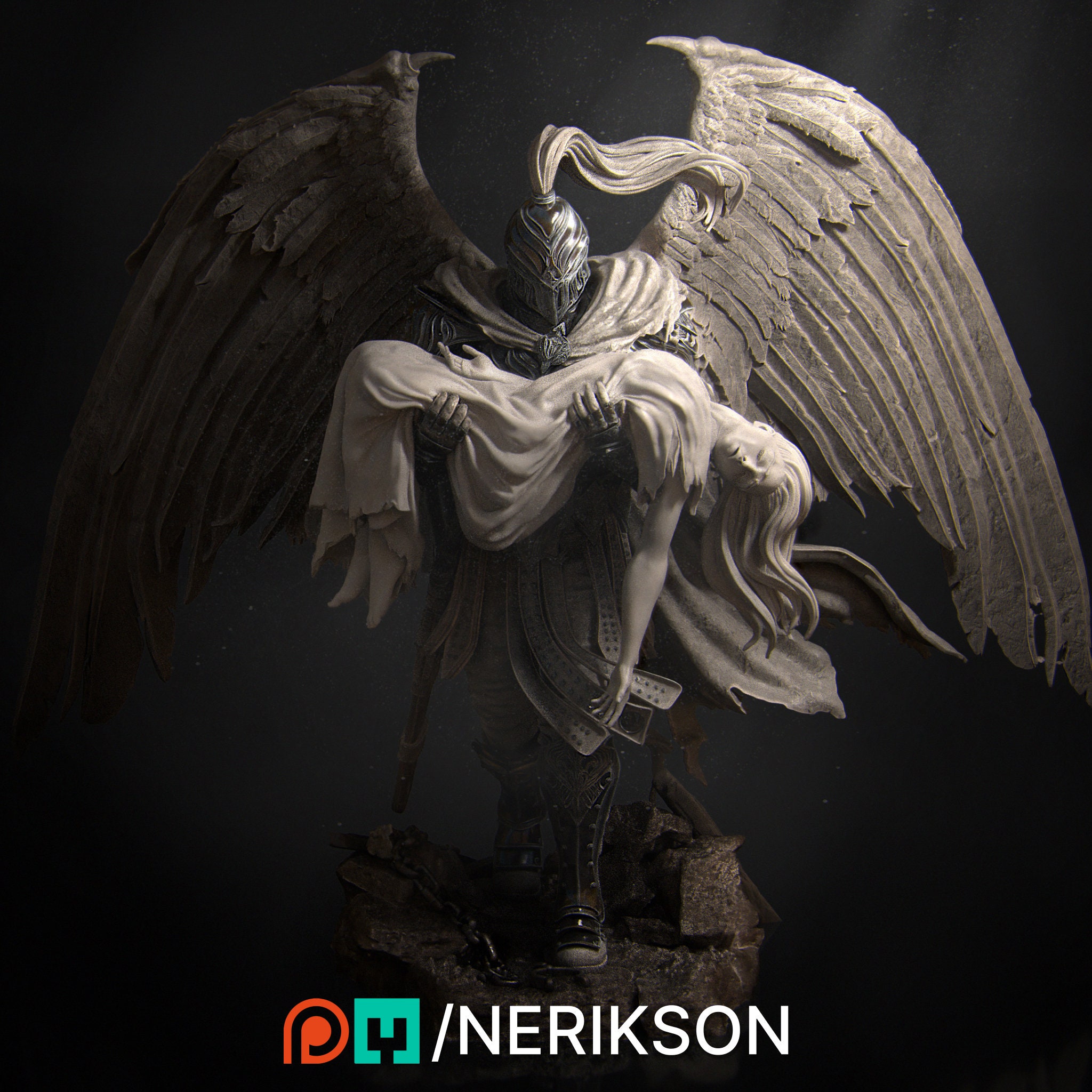 Ishim, the Fallen. Exquisite 3D Printed Angel Figure, Sculpted by ...