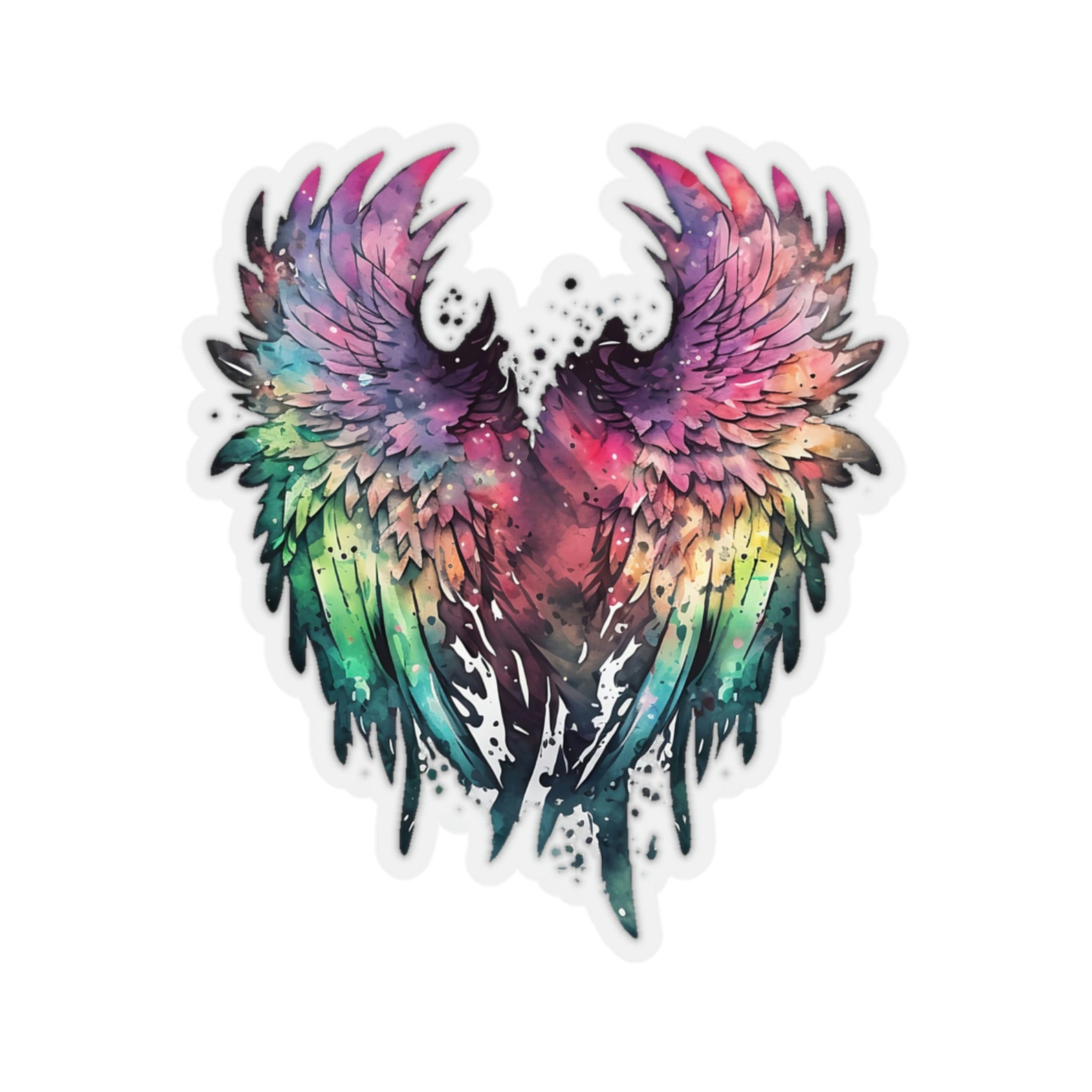 Vibrant Inkpunk Angel Wings, Unique Kiss Cut Sticker Designs for ...