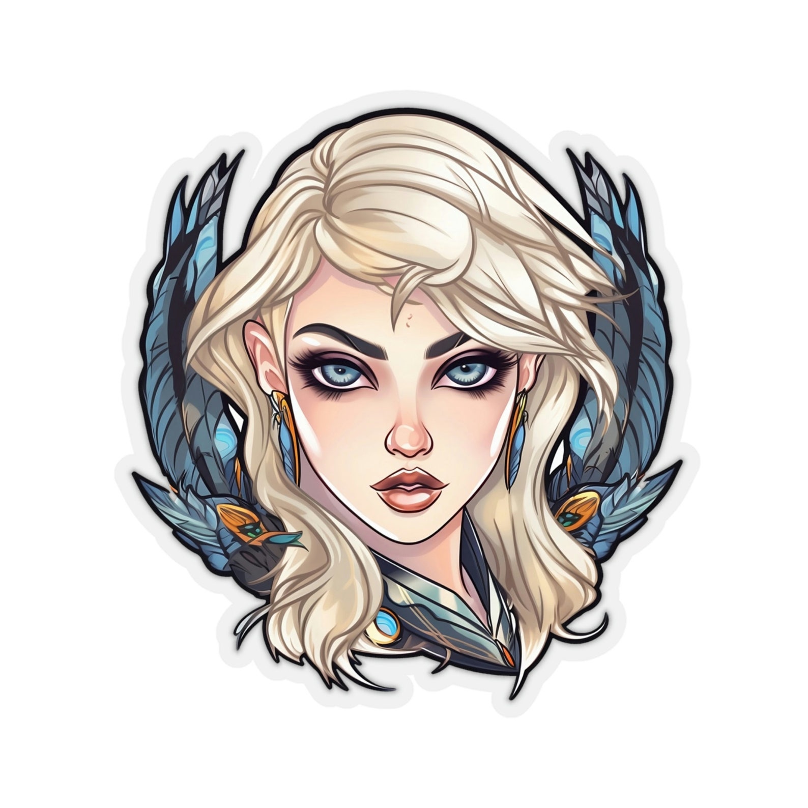Beautiful Valkyrie Close up Kiss Cut Sticker Norse Mythology Art ...