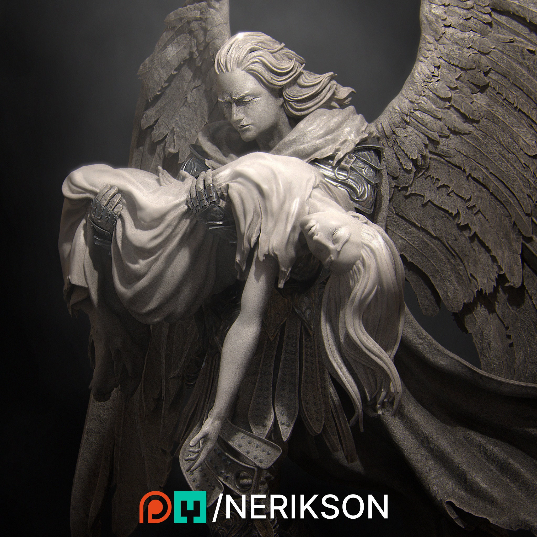 Ishim, the Fallen. Exquisite 3D Printed Angel Figure, Sculpted by ...