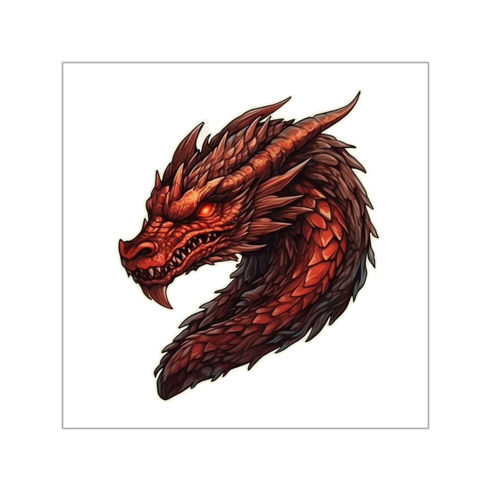 Fiery Red Dragon Sticker for D&D and Fantasy Fans - Vinyl Sticker for ...