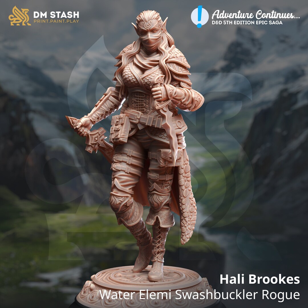 Water Genasi Swashbuckler Rogue Miniature | Hali Brookes | Custom 3D ...