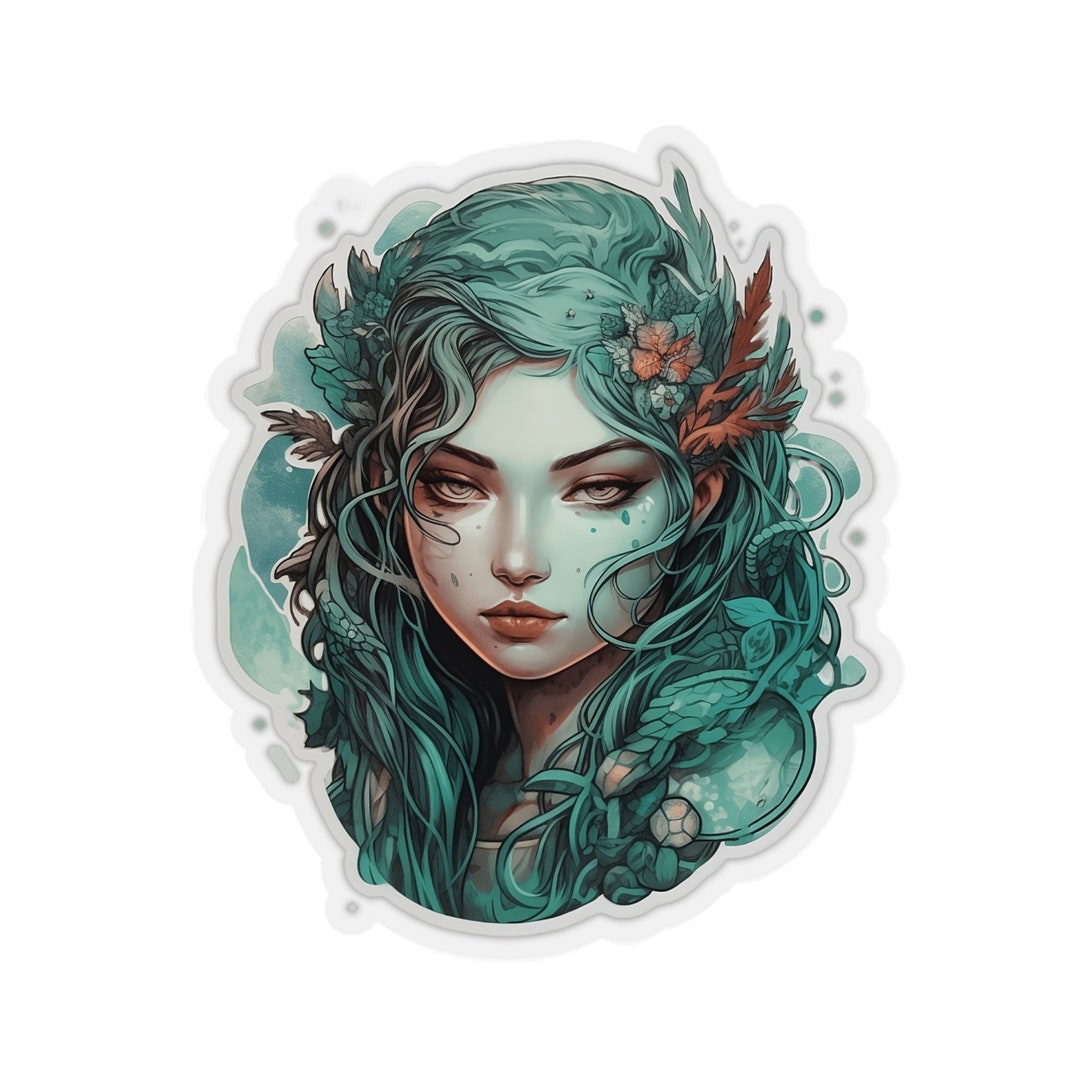Mysterious and Beautiful Fae/druid Girl Sticker - Enchanting Decal for ...