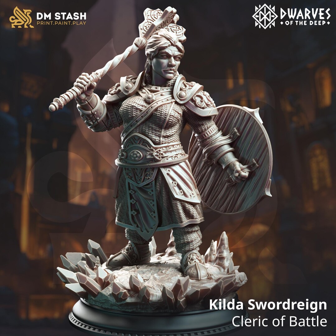Dwarf War Cleric - Kilda Swordreign by DM Stash | 3D Printed Fantasy ...