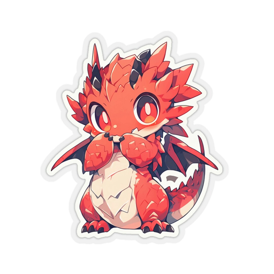 Adorable Anime Style Red Dragon Sticker. Great for Tabletop Gamers ...
