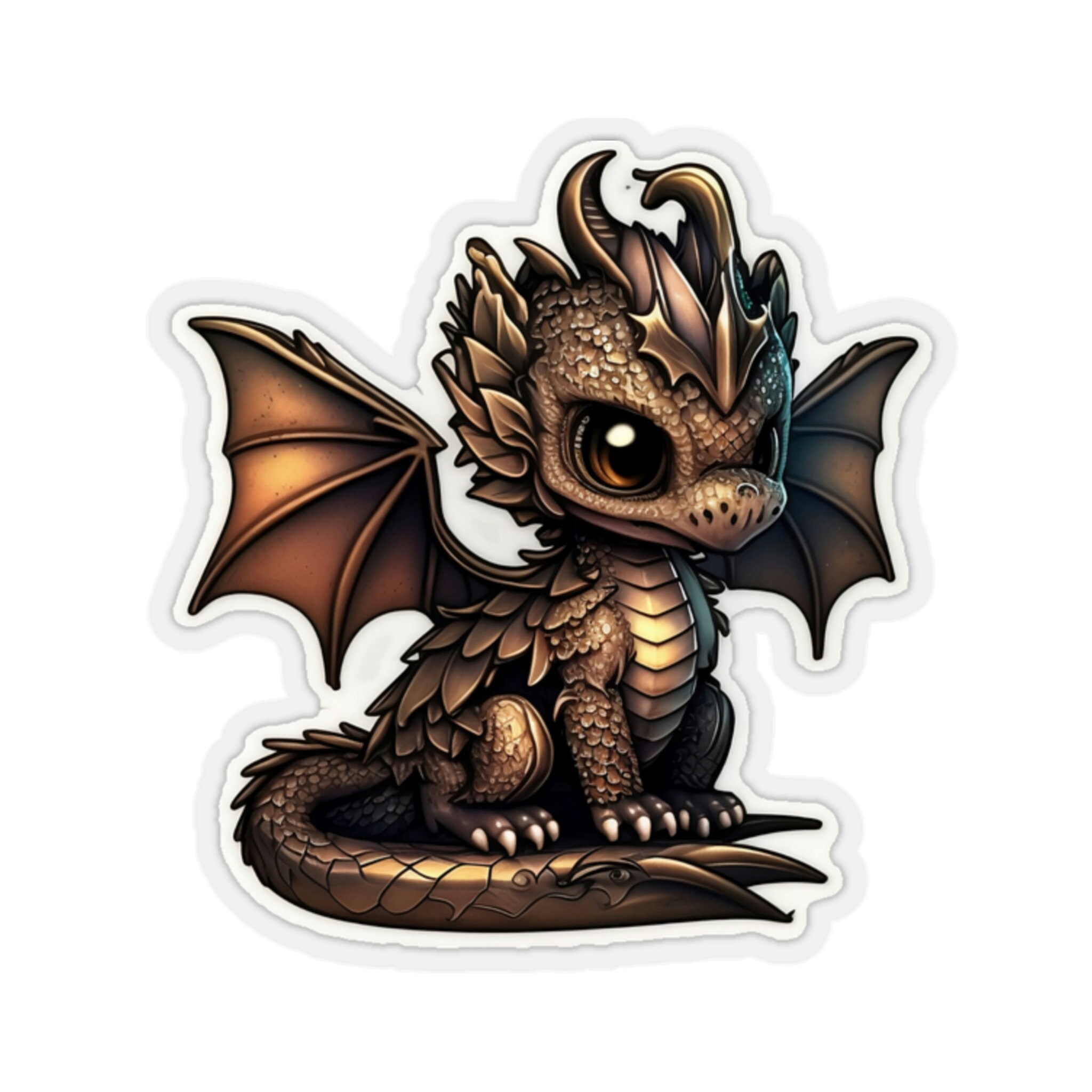 Bronze Dragon Chibi Kiss-cut Stickers Fantasy Stickers for - Etsy