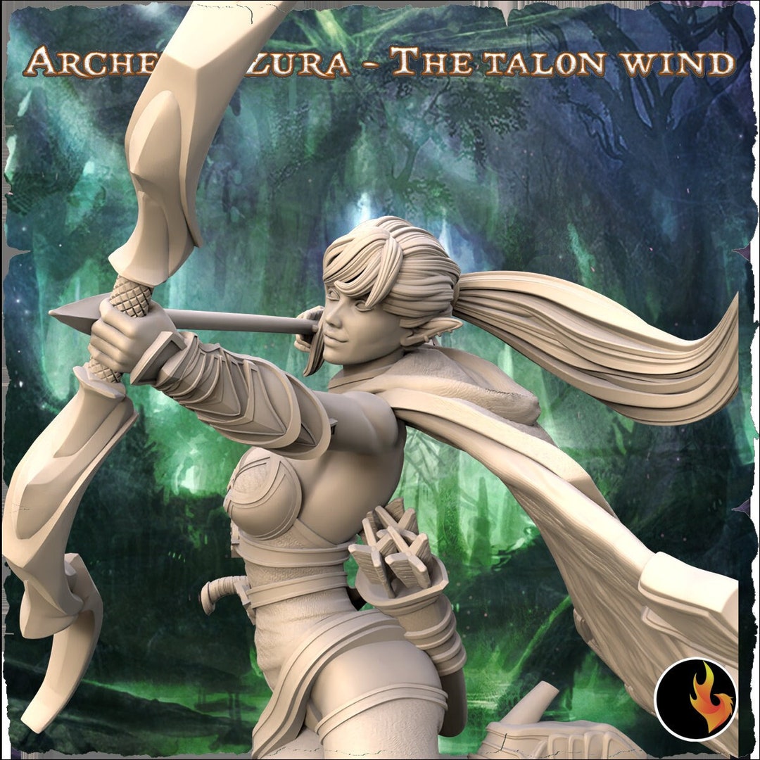 Azura, the Talon-cloaked Arrowhawk: Archer Collectible Figure. 75mm Figure of a Beautiful Female ...