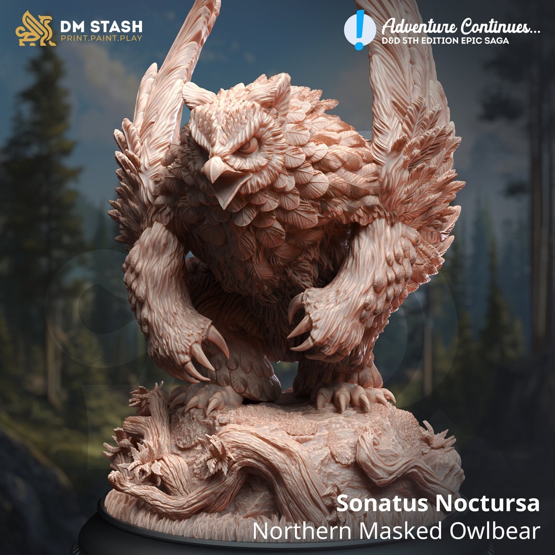 Northern Masked Owlbear Miniature | Sonatus Noctursa | Custom 3D Printed D&D Mini | Detailed RPG ...