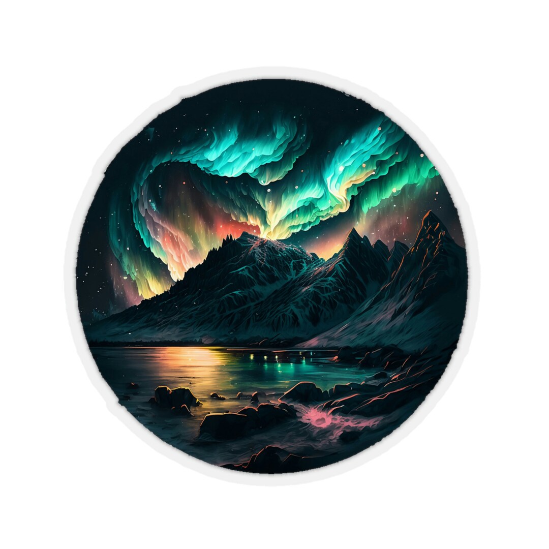 Northern Lights - Kiss-cut Stickers, Night Sky Sticker, Aurora Sticker ...