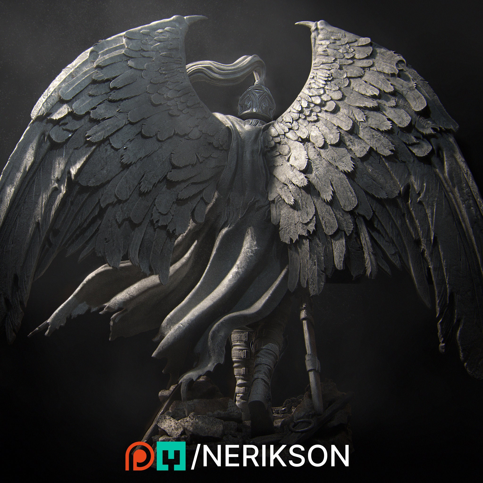Ishim, the Fallen. Exquisite 3D Printed Angel Figure, Sculpted by ...