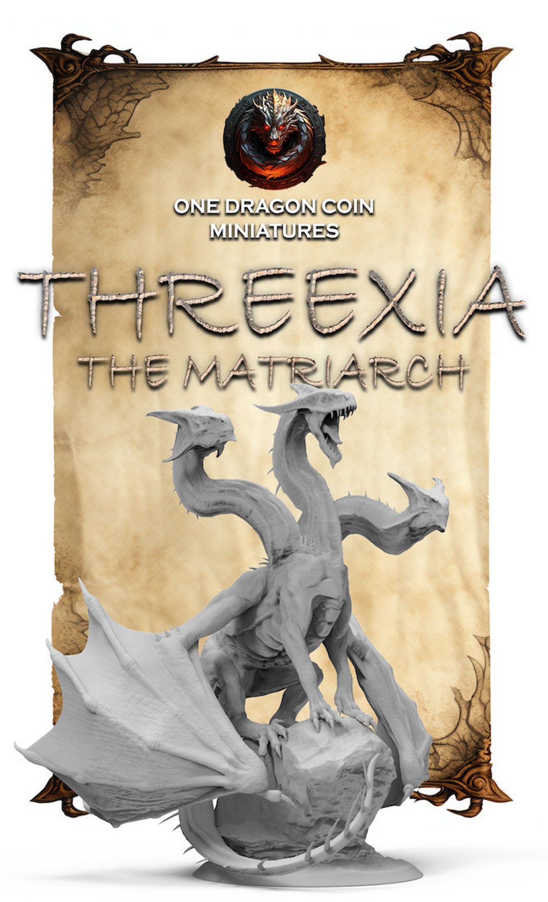 Threexia, Matriarch Hydra Dragon: 3D Printed Figure by One Dragon Coin ...