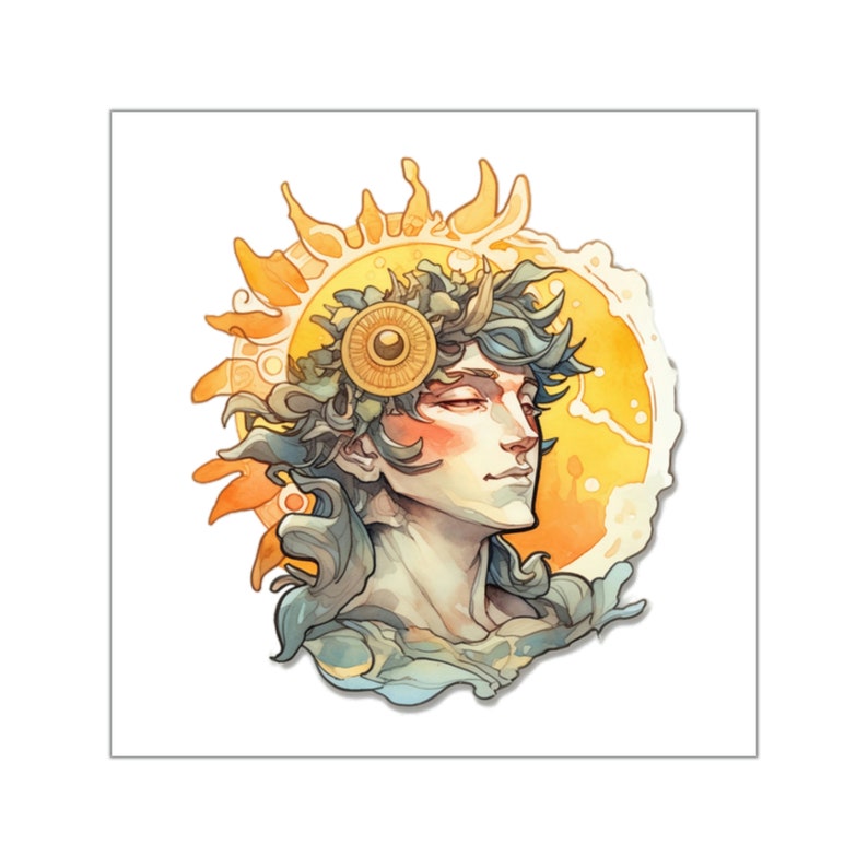 Watercolor Apollo Sticker God of Music and Prophecy Square - Etsy
