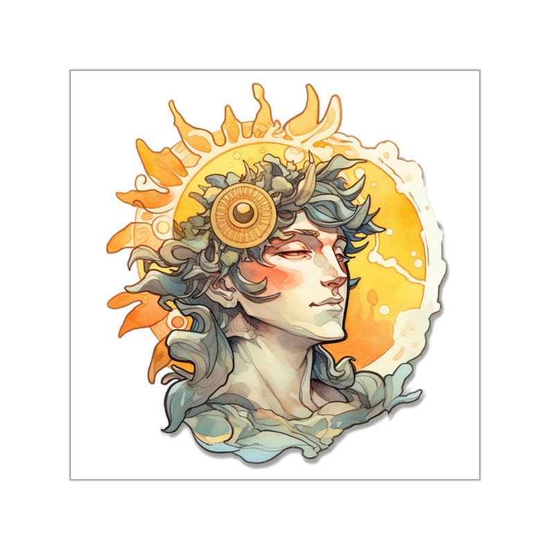 Watercolor Apollo Sticker God of Music and Prophecy Square - Etsy