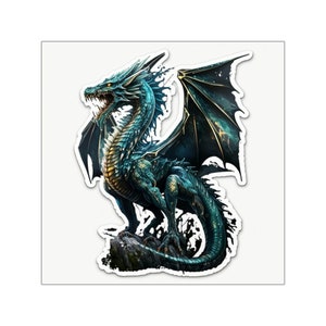 Terrifying Blue Dragon Square Vinyl Stickers, Stickers for Tabletop ...