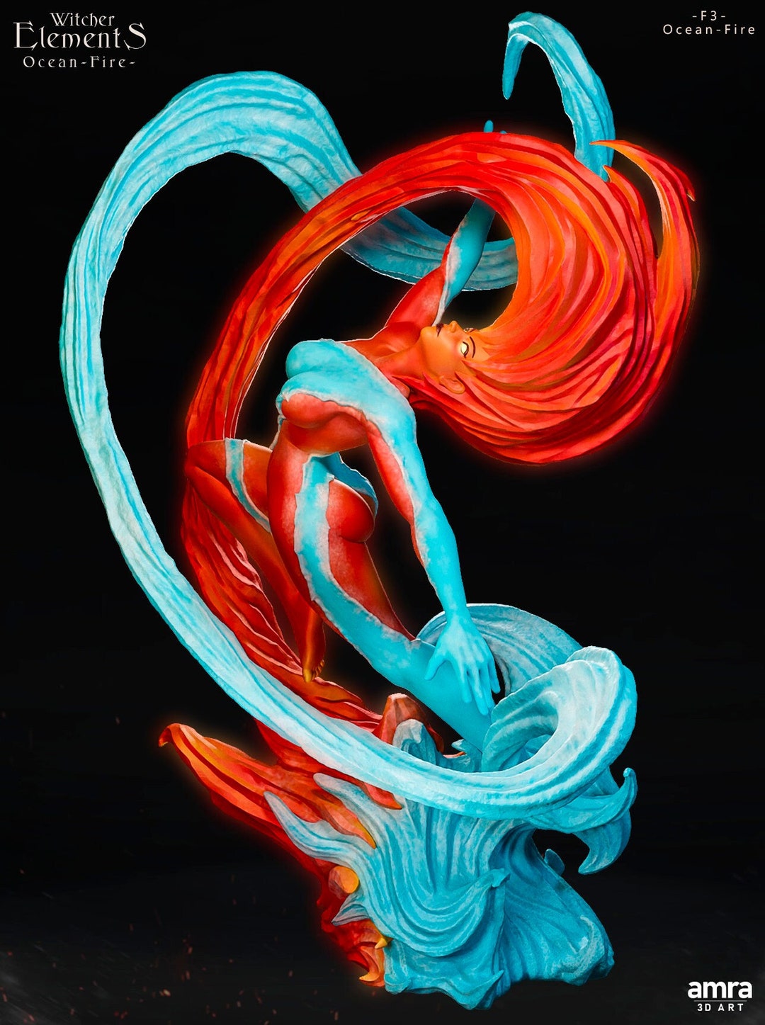 Witcher Elements - Fire and Water by Amra 3d Art | Elemental ...