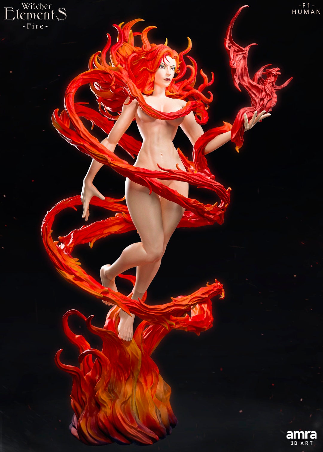 Witcher Elements - Fire Elemental by Amra 3d Art | Spirit of Fire Figure V1 | Gorgeous Elemental ...