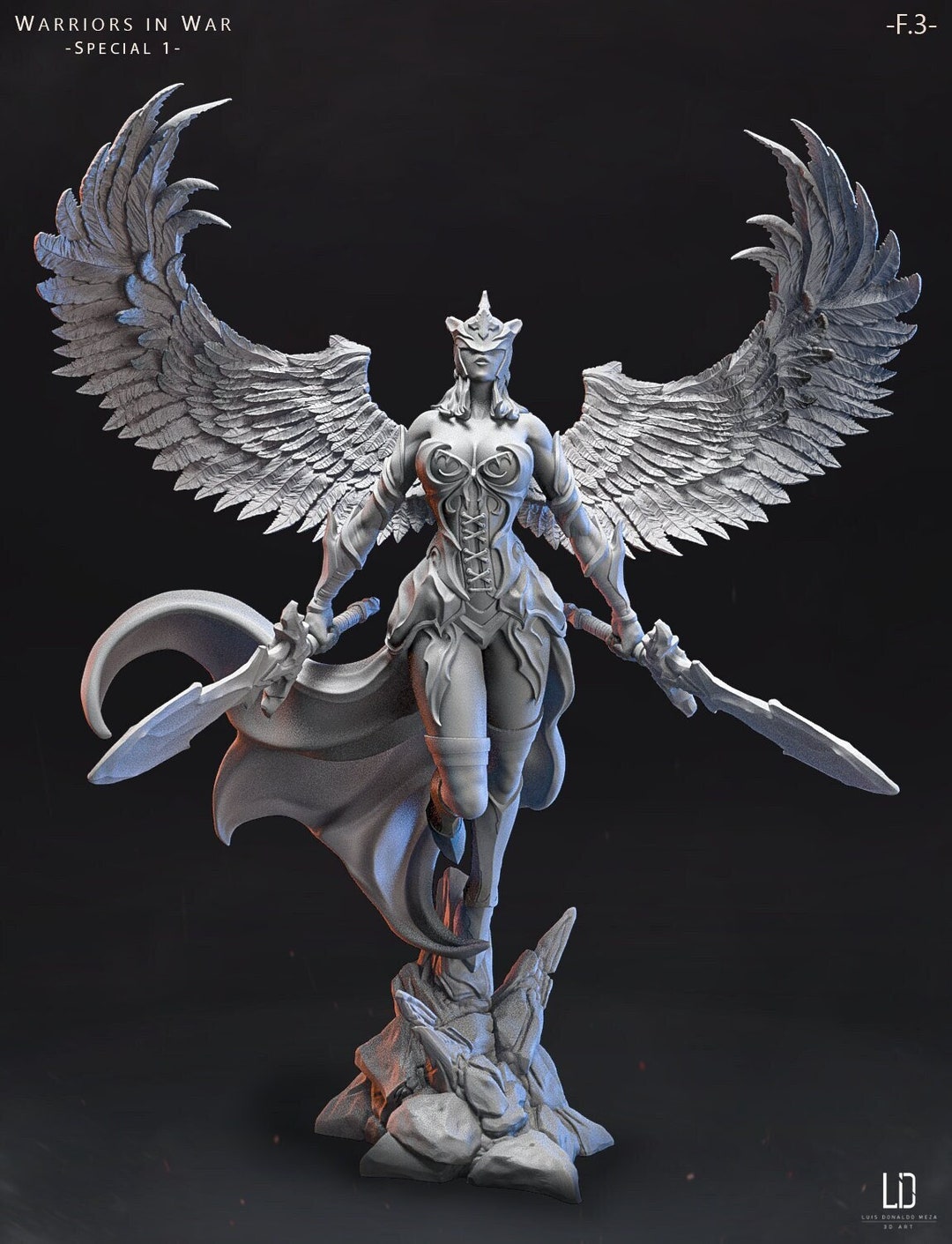 Angelic Warrior Figure by Luis Donaldo Meza Celestial Figure Female ...