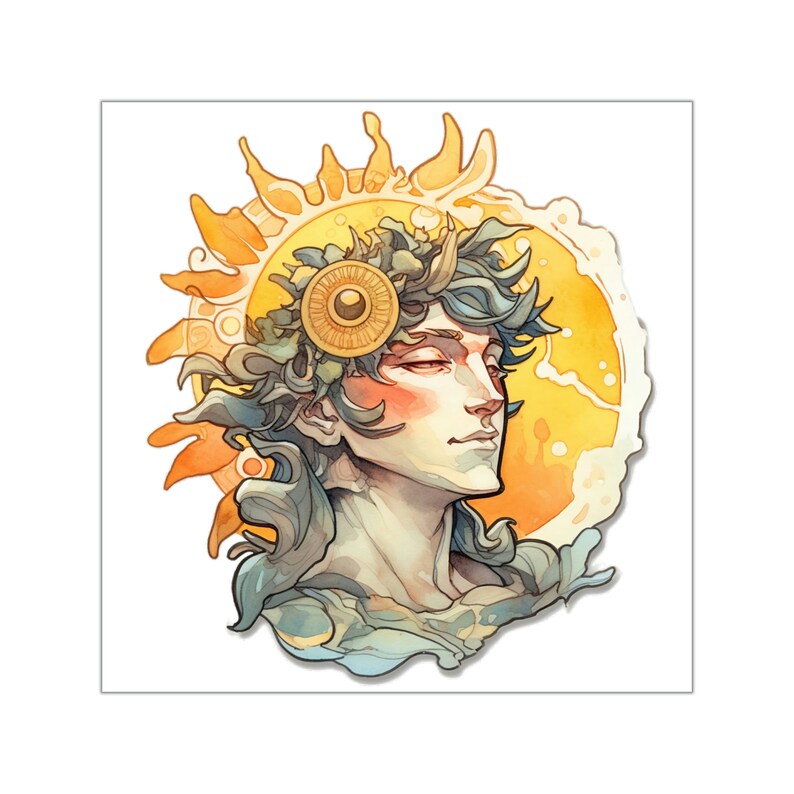 Watercolor Apollo Sticker God of Music and Prophecy Square - Etsy
