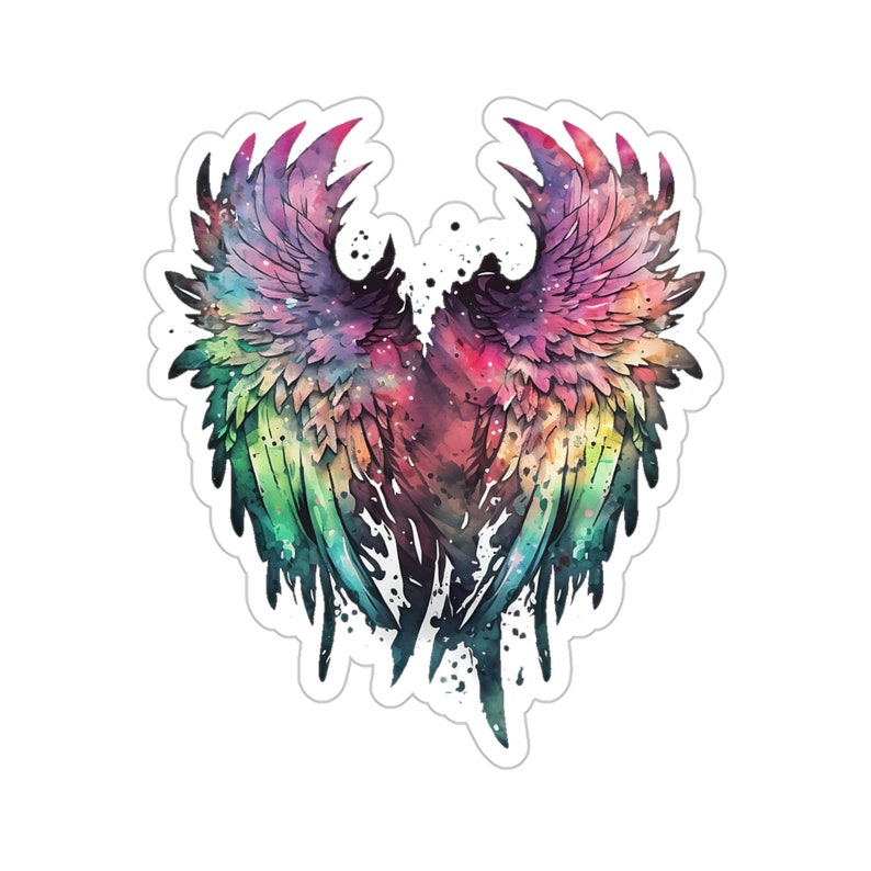 Vibrant Inkpunk Angel Wings, Unique Kiss Cut Sticker Designs for ...