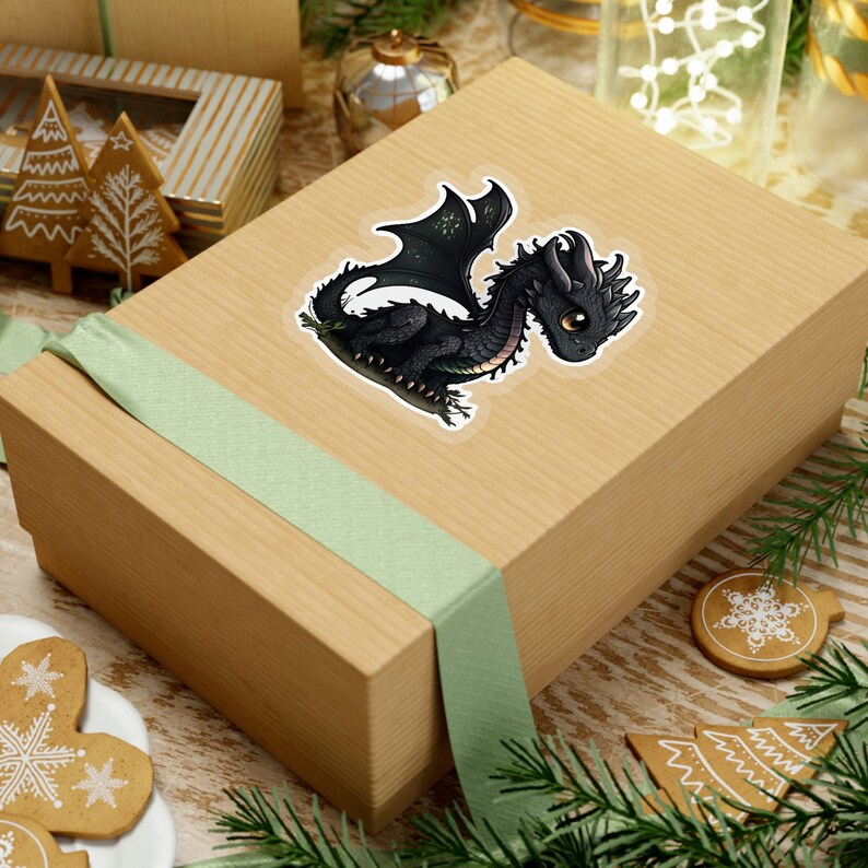 Black Dragon Chibi Kiss-cut Stickers Fantasy Stickers for - Etsy