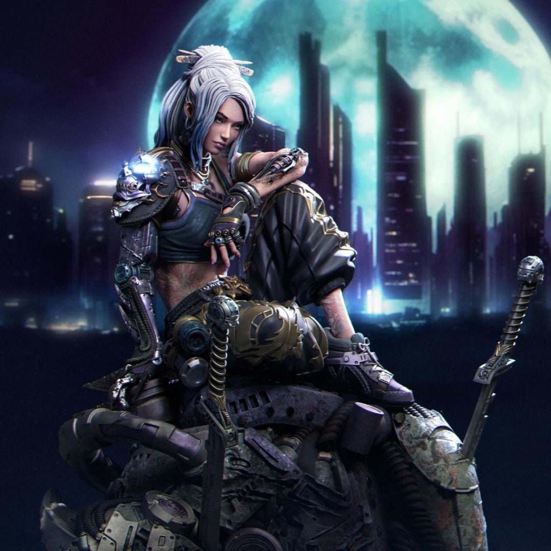 Neo-nixxi Diorama | Stunning Cyberpunk Samurai Warrior With Defeated ...